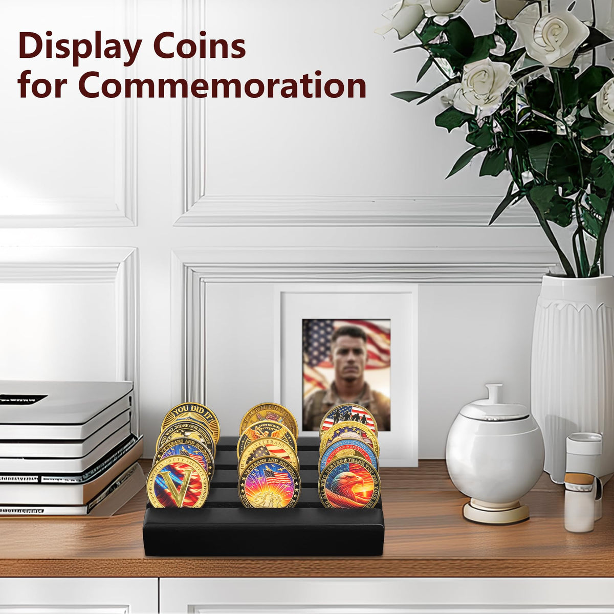 4 Rows Wooden Coin Display – Atsknskgift.com