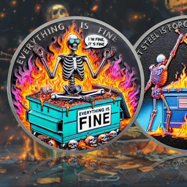 Colorful Skull Dumpster Fire Challenge Coin – Atsknskgift.com