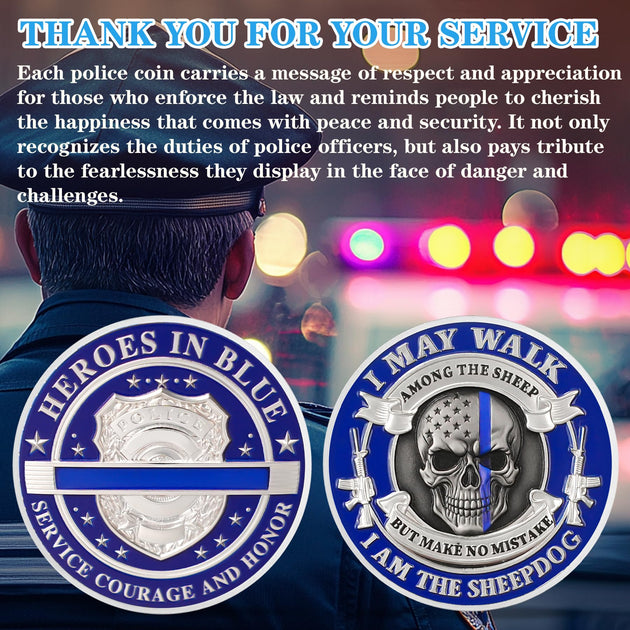 BHealthLife Skeleton Police Challenge Coins - Heroes in Blue Law Enfor ...