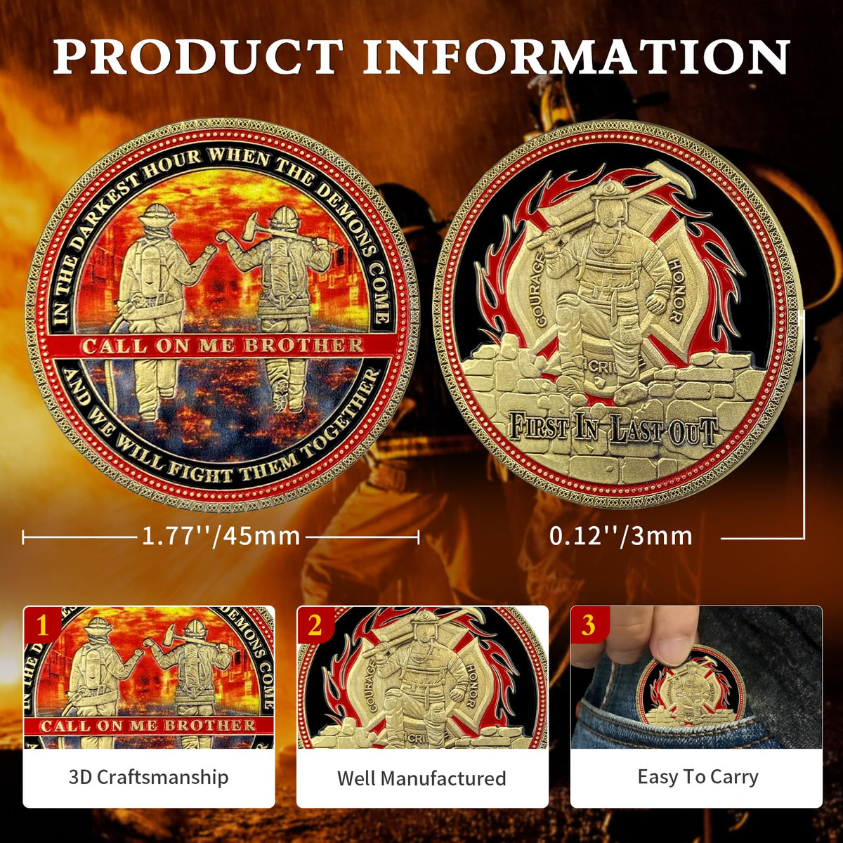First Responder Hero Fireman Rescue Prayer Coin – Atsknskgift.com