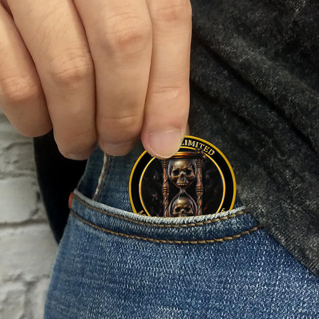 Imasoner Memento Mori Challenge Coin – Skull Cave & Hourglass Token wi ...