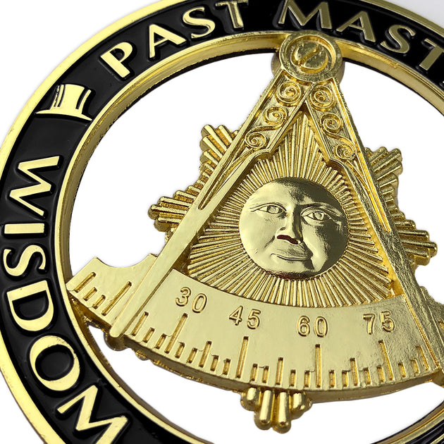Masonic Past Master Car Emblem Freemason Black&Gold Round Auto Decals ...