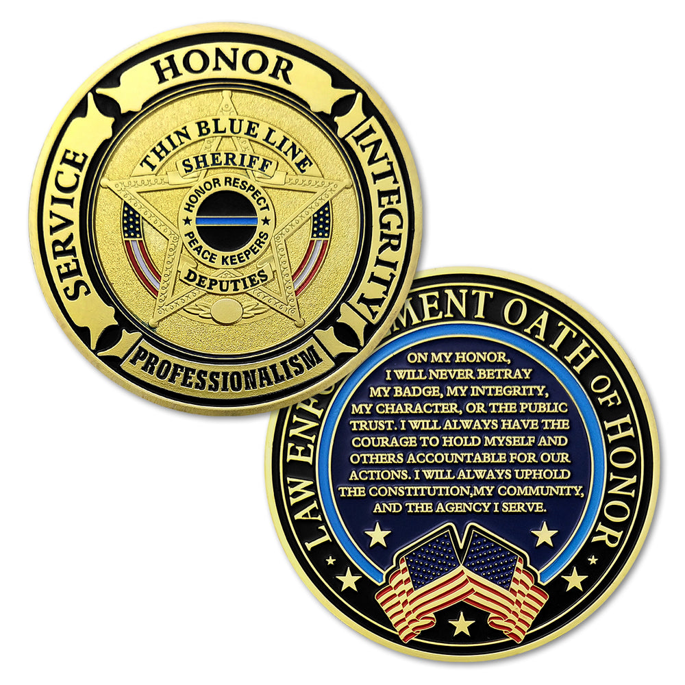 Law Enforcement Oath of Honor Blue Line Challenge Coin – Atsknskgift.com