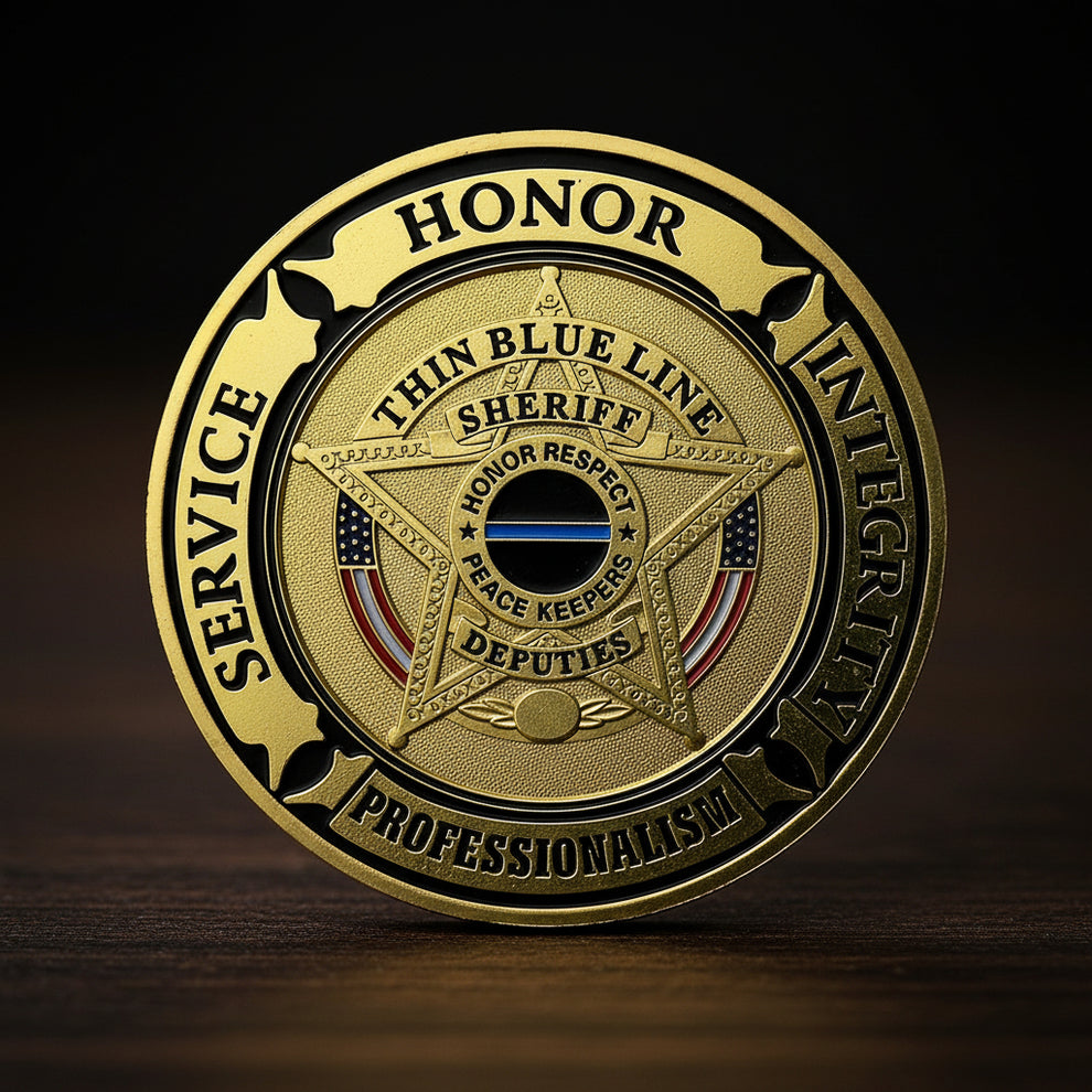 Law Enforcement Oath of Honor Blue Line Challenge Coin – Atsknskgift.com