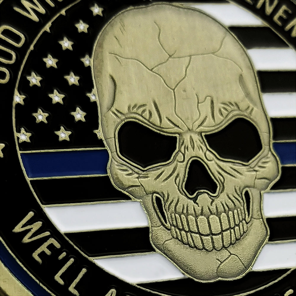 Thin Blue Line Skull St Michael Police Challenge Coin – Atsknskgift.com