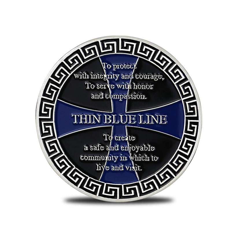 Thin Blue Line Challenge Coin Crusader Warrior Blessd Law Enforcement ...