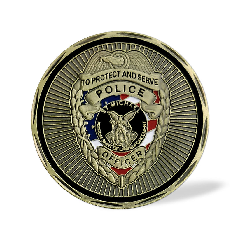 Thin Blue Line Skull St Michael Police Challenge Coin – Atsknskgift.com