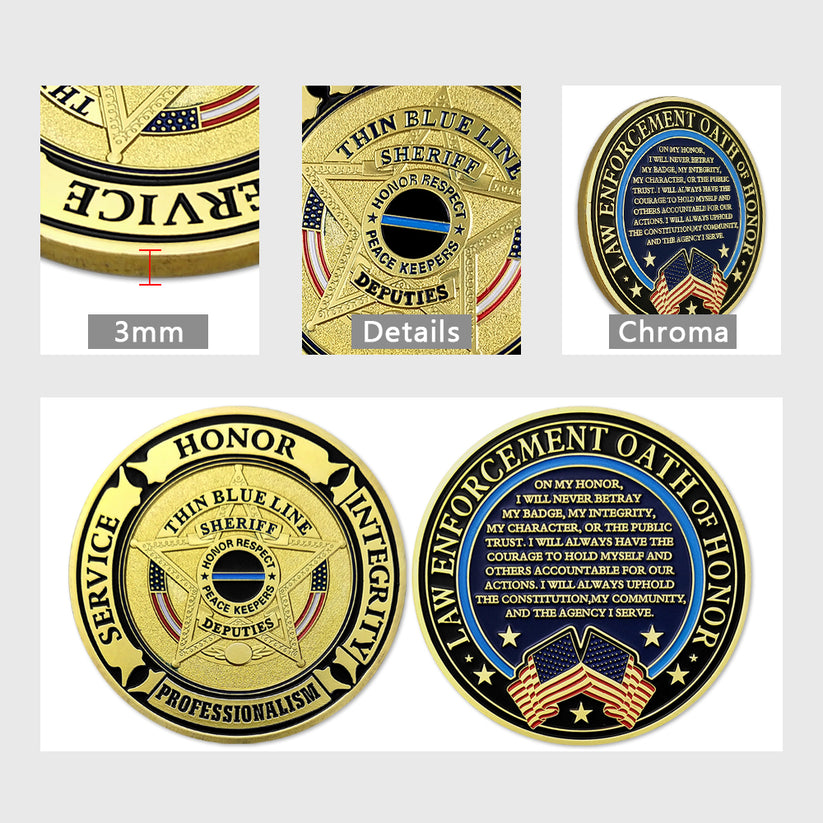 Law Enforcement Oath of Honor Blue Line Challenge Coin – Atsknskgift.com